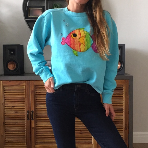 Vintage | Tops | Vintage 8s Fish Sweatshirt | Poshmark